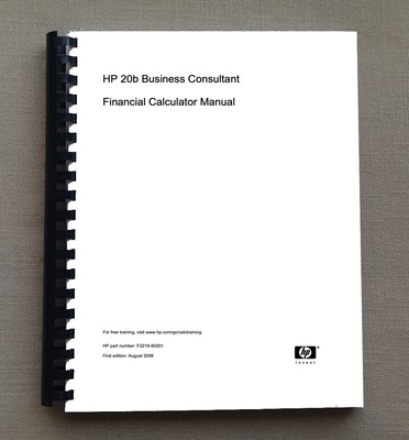 Manual for Hewlett Packard HP-20b Calculator | eBay