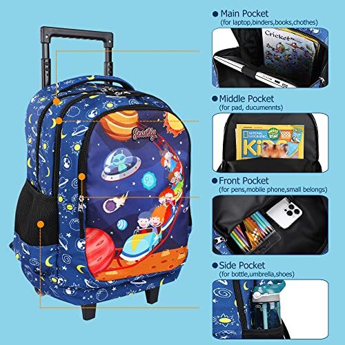 Rolling Backpack 18in Double Handle Backpack Kids Wheeled Backpack ...