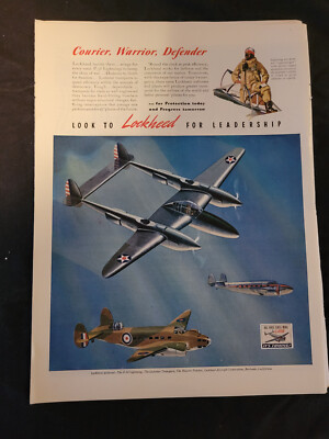 1941 VTG Orig Magazine Ad LOCKHEED Plane Courier Warrior Defender For ...