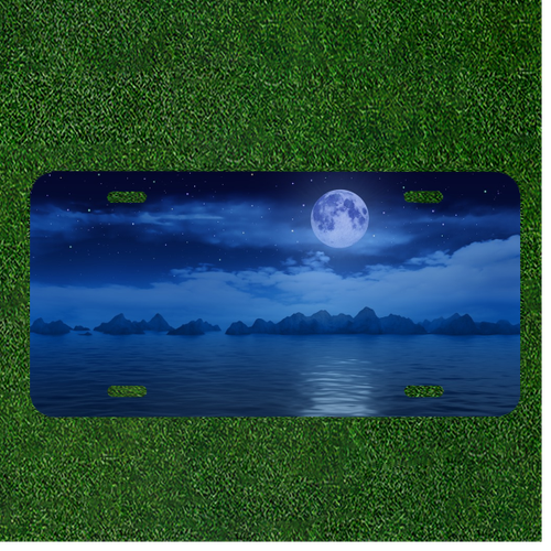 Custom Personalized License Plate Auto Tag With Amazing Blue Sky Moon ...