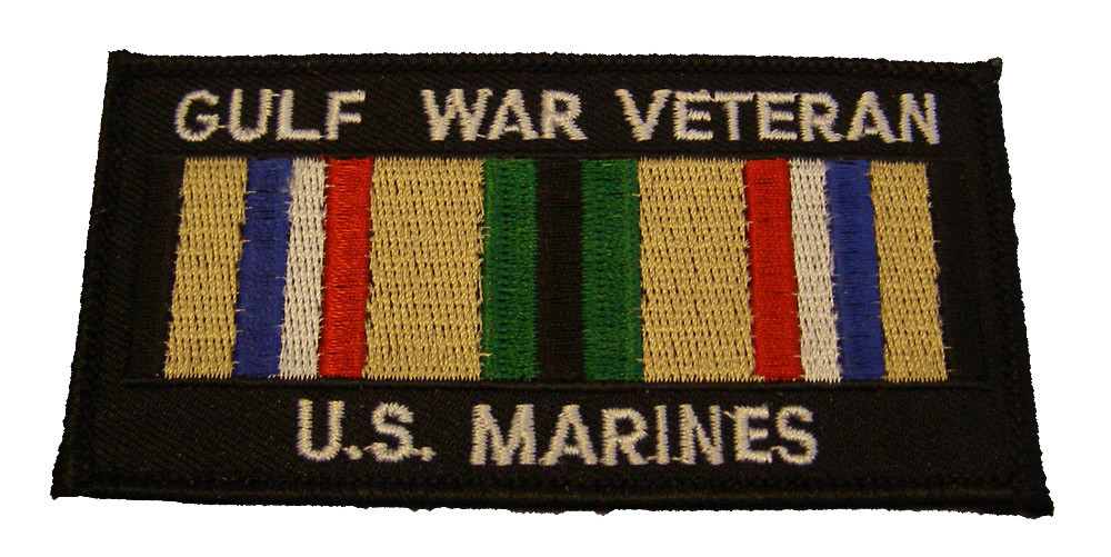 USMC MARINE CORPS GULF WAR VETERAN W/ SERVICE RIBBON PATCH DESERT STORM ...