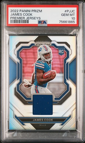 2022 Prizm James Cook Silver Rookie Card Premier Jerseys RC GEM MT PSA ...