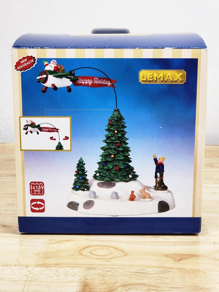 Lemax Modern Santa #54925 Animated Airplane Happy Holiday Santa ...