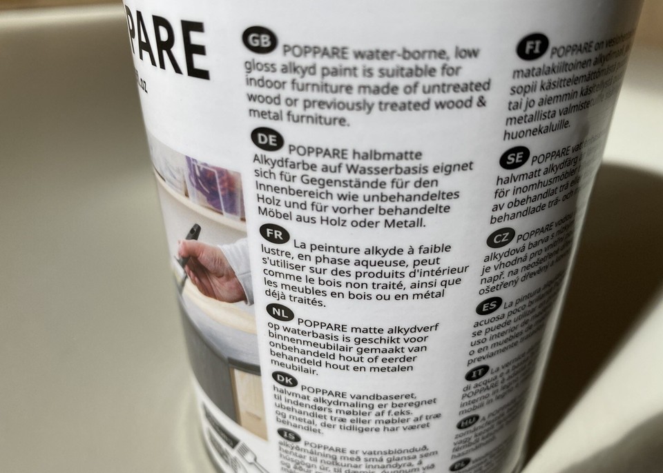 IKEA POPPARE WATER BORNE LOW GLOSS INDOOR WOOD METAL FURNITURE PAINT X ...