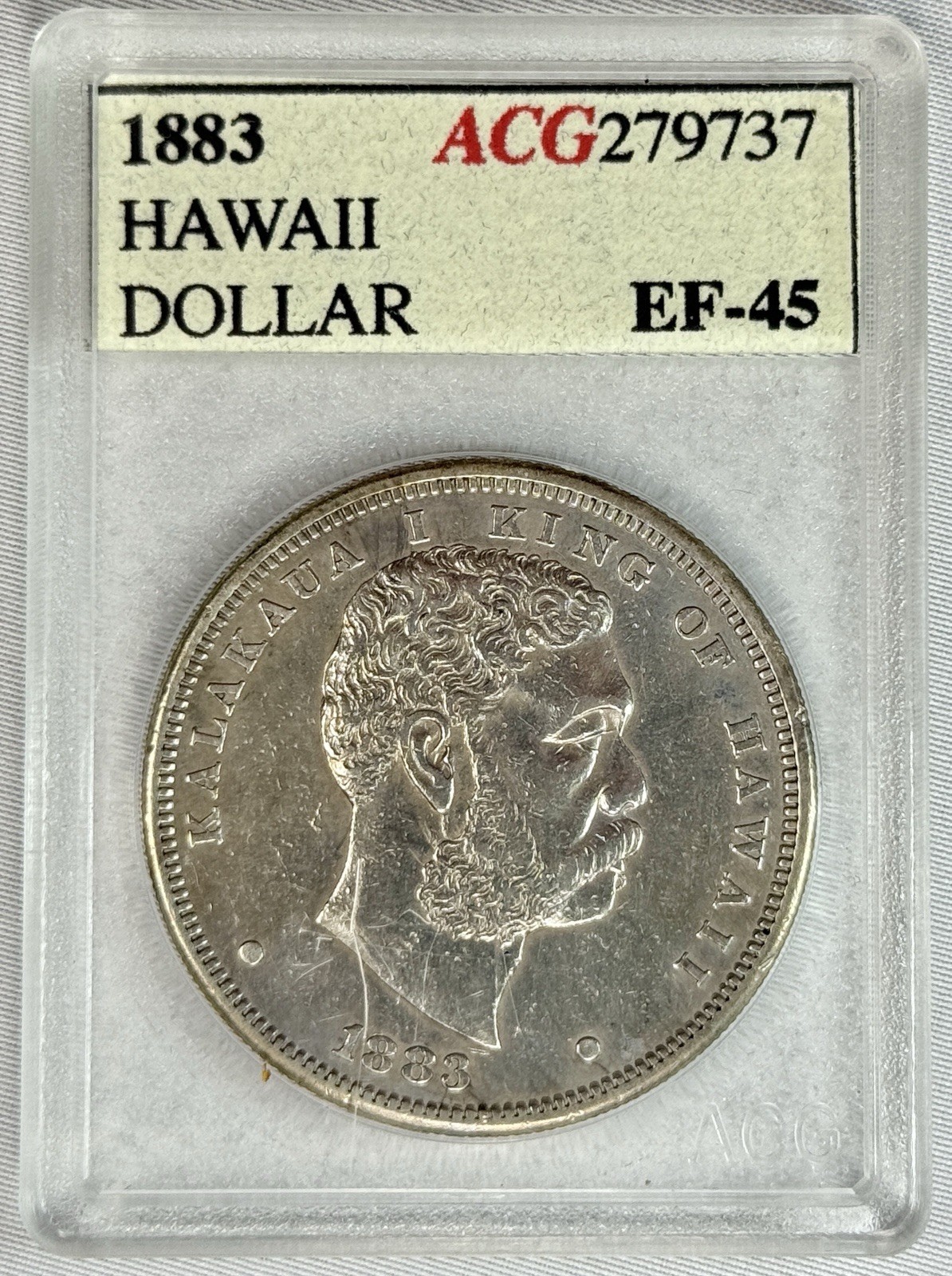 1883 $1 Kingdom of Hawaii Silver Dollar XF+ VINTAGE ACCUGRADE SLAB ...