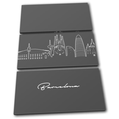 Barcelona Spain Abstract Line Art City TREBLE CANVAS WALL ART Picture ...
