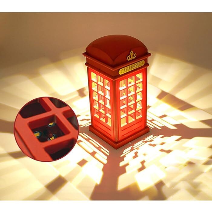 Red London Phone Booth Post Box Money Coin Bank Night Light Novelty ...