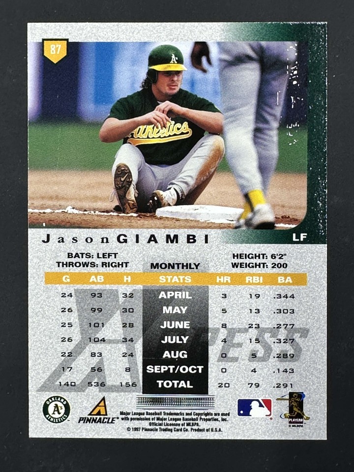 1997 Pinnacle Express Baseball Jason Giambi Athletics Base Card 87 | eBay