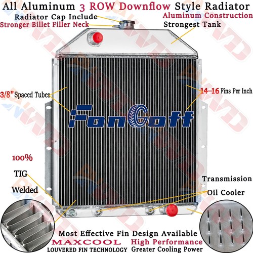 Aluminum 3 Row Radiator For Ford F-Series F1 F2 F3 Truck Chevy V8 ...