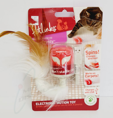 Petlinks Foxy Frenzy Electronic Motion Rolling Spinning Cat Toy Red ...