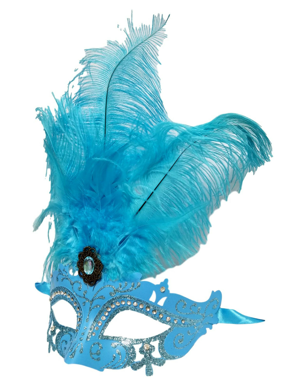 Pink or Light Blue Princess Oval Feather Mardi Gras Masquerade Mask | eBay
