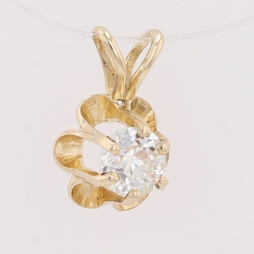 .34ct Round Diamond Solitaire Pendant without Chain 14k Yellow Gold .46 ...