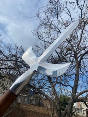 Handmade Carbon Steel Medieval Jumonji Yari Spear with Wooden handle ...