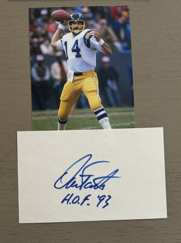 Dan Fouts Autograph Index Card NFL Football Hall of Fame HOF Signed ...