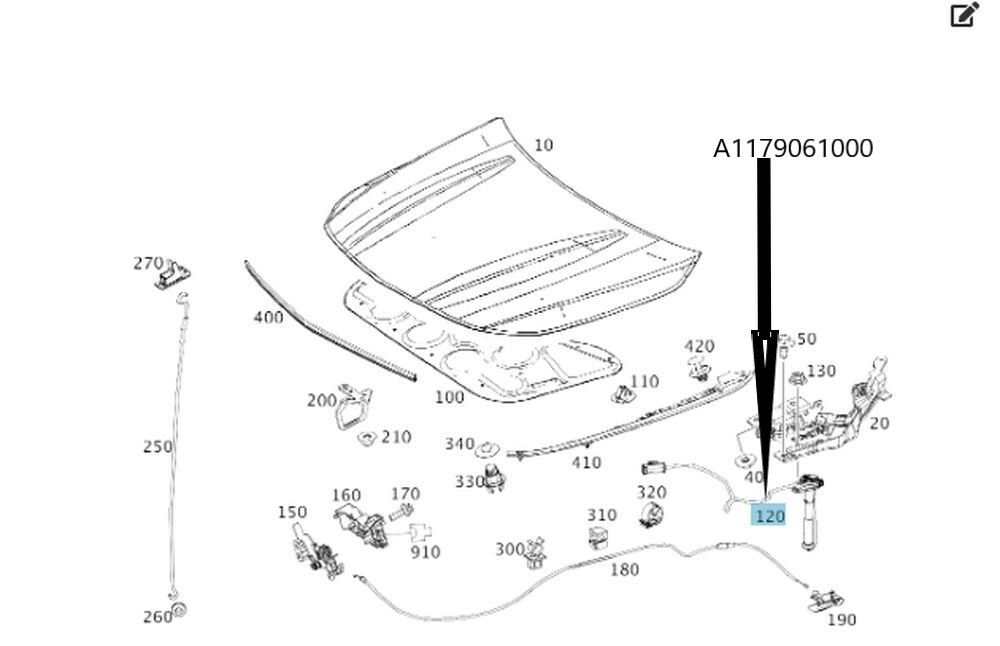 Aktuator Motorhaube. CLA W117, GLA W156, A-Klasse W176 A1179061000 ...