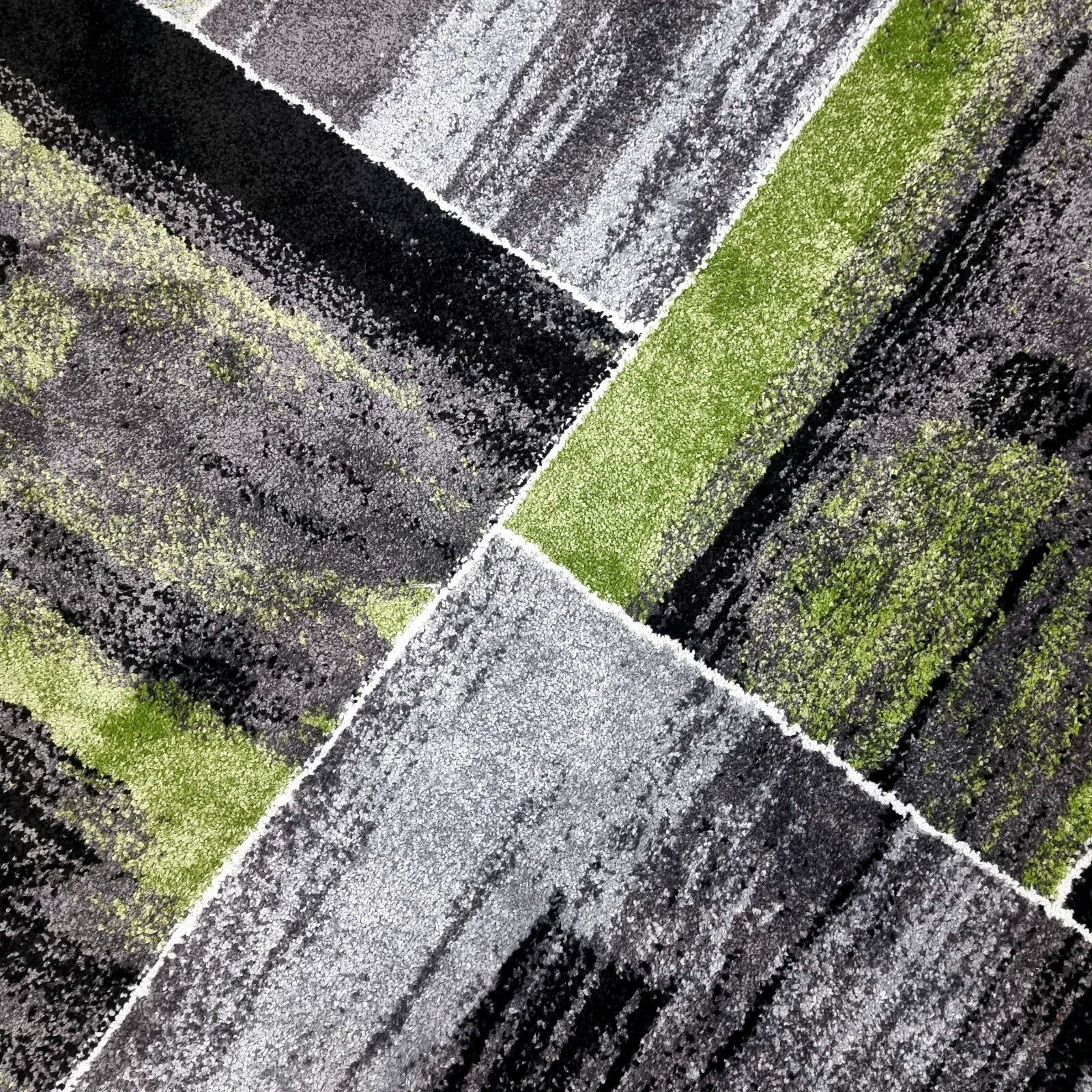 Green and Grey Rug Modern Abstract Pattern Large Small Living Room Area ...