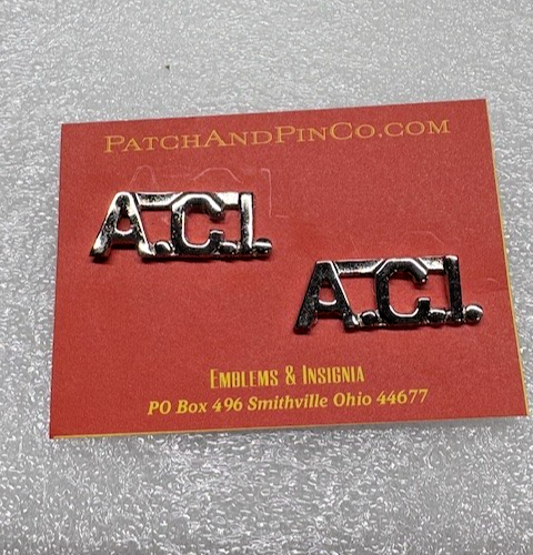 A.C.I. Uniform Collar Letter Pin Silver Correctional Institute Insignia ...