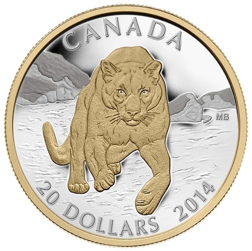 2014 PURE SILVER PROOF COIN COUGAR POUNCING IN THE SNOW | eBay