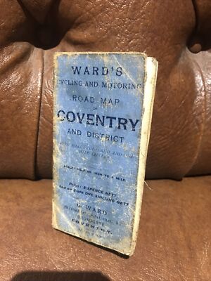 Vintage Wards Cycling And Motoring Road Map Coventry Old Cloth Undated ...