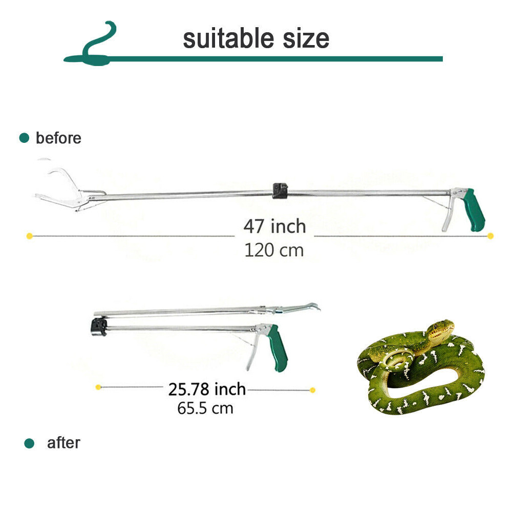 1.3m Stainless Steel Snake Tongs Grabber Catcher Wide Jaw Foldable ...