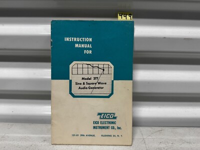 Vintage EICO Model 377 Sine and Square Wave Audio Generator Instruction ...