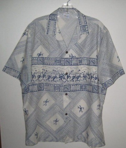 Vintage Hawaiian Shirt Mens Mapili Hawaii 1970's XL Warrior Print 48" Chest | eBay