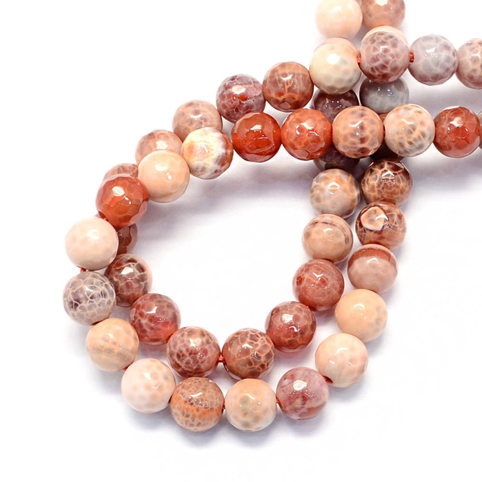 15 Agate Beads 8mm Faceted Stunning Shades of Reds, Browns and Oranges ...