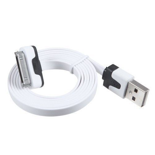 Long 2m Flat Data Charging Cable USB Lead For IPHONE 4S 4 3GS IPAD 1 2 ...