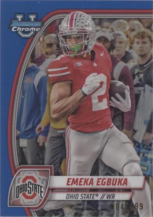 2024 Bowman University Chrome - Emeka Egbuka #70 Blue Refractor /199 ...