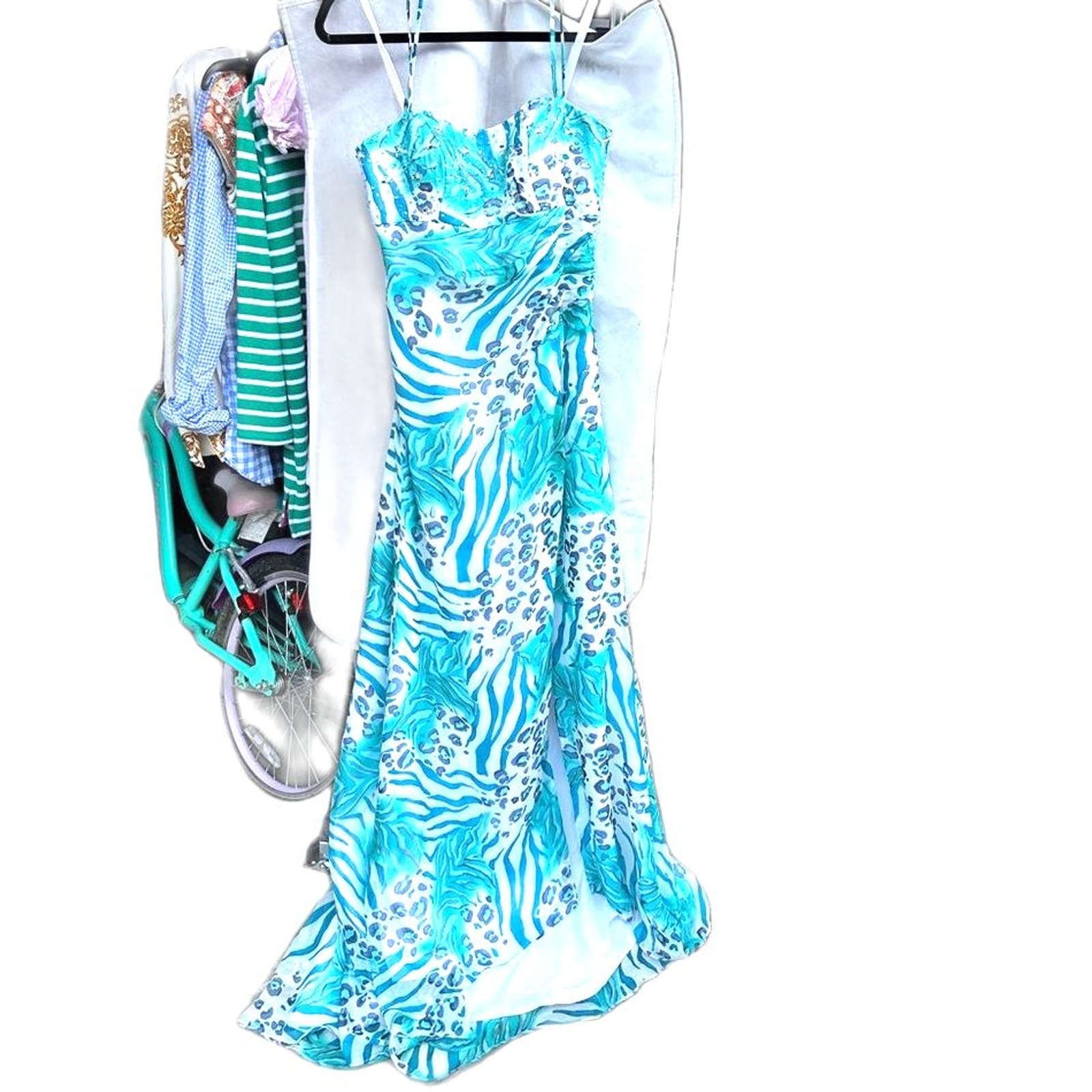 Mori Lee Gown Dress Prom Animal Print Blue Rhinestone… - Gem