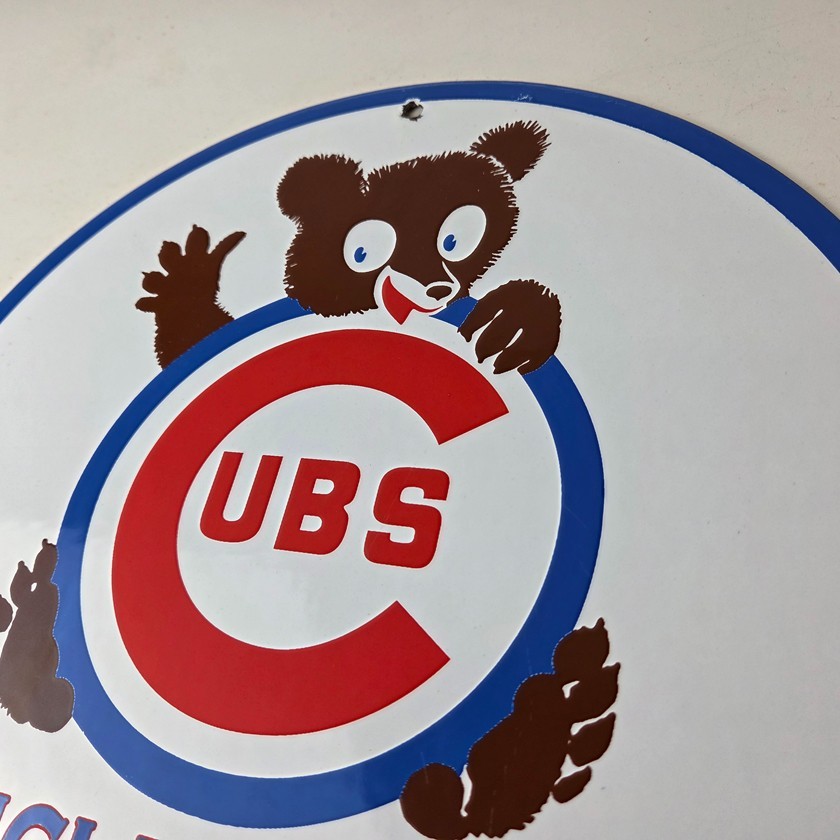 Vintage Cubs Wrigley Field Sign - MLB Baseball Stadium Porcelain Gas ...