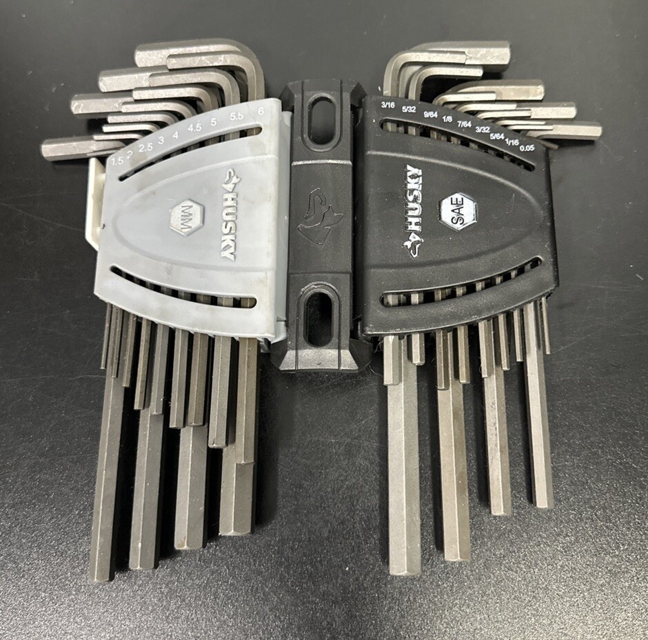 Husky Hex Key Set Allen Wrench Long Arm SAE Metric Steel 26 Piece Tool ...