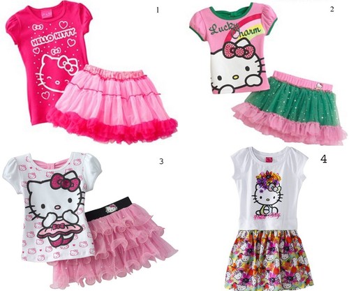 NEW Hello Kitty Top & Skirt/Tutu Scooter Skirt Set- 2T,3T,5,6,S/P-Ori ...