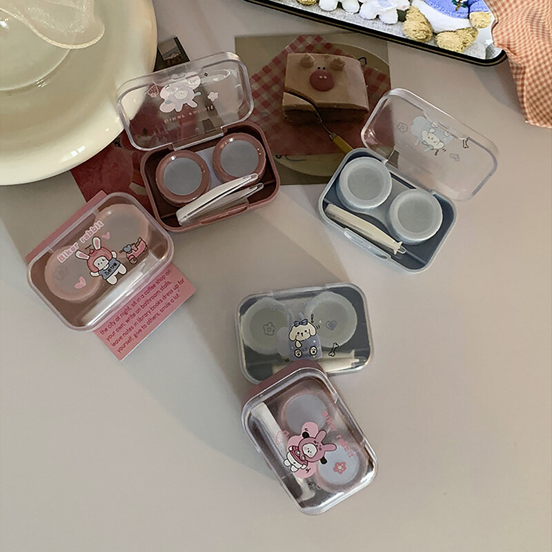 Cute Cartoon Contact Lens Case For Girls Portable Mini Contact Lens ...