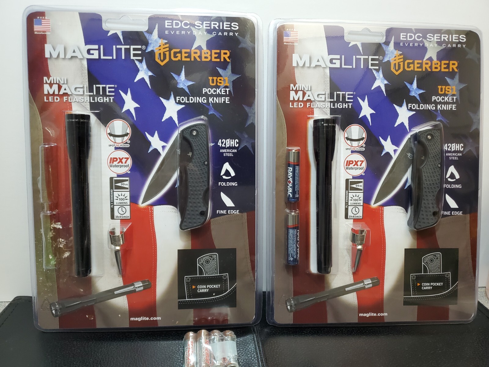 2X Mini Maglite AAA LED Flashlight Gerber US1 Folding Pocket Knife Lot ...