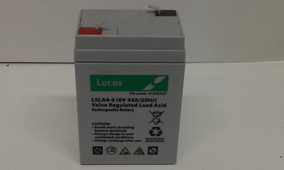 Rechargeable BATTERY LEAD ACID AGM Lucas 6V 4Ah (4.5ah) NP4-6 LSLA4-6 ...