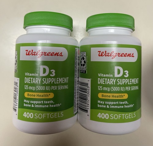 WALGREENS (2-PACK) Vitamin D3 125mcg (5000 IU) 800 Total Softgels Exp ...