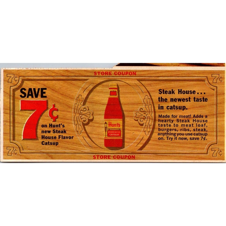 Hunt's Steak House Flavor Catsup Clinton IA 1960s Original Retro Coupon ...