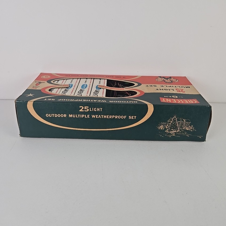 Vintage Crescent by GEM 25 Light C9½ Outdoor Christmas Set NOS Mid ...