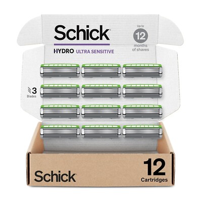 Schick Hydro Skin Comfort Slim Head Ultra Sensitive Razor Blades, 12 ...
