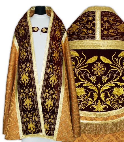 Gold/red Roman Cope with stole KT557-AGC50h19 Capa pluvial Dorada ...