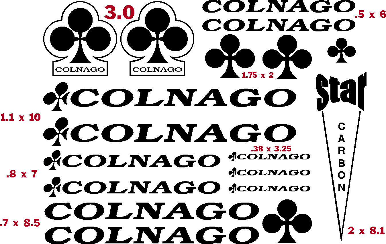 COLNAGO BIKES VINYL CUT DECALS (17) $16.49 FREE SHIPPING CHOOSE COLOR ...