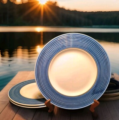 Set of 3 Gibson Dinner Plates Housewares Blue Edge 11.25"W | eBay