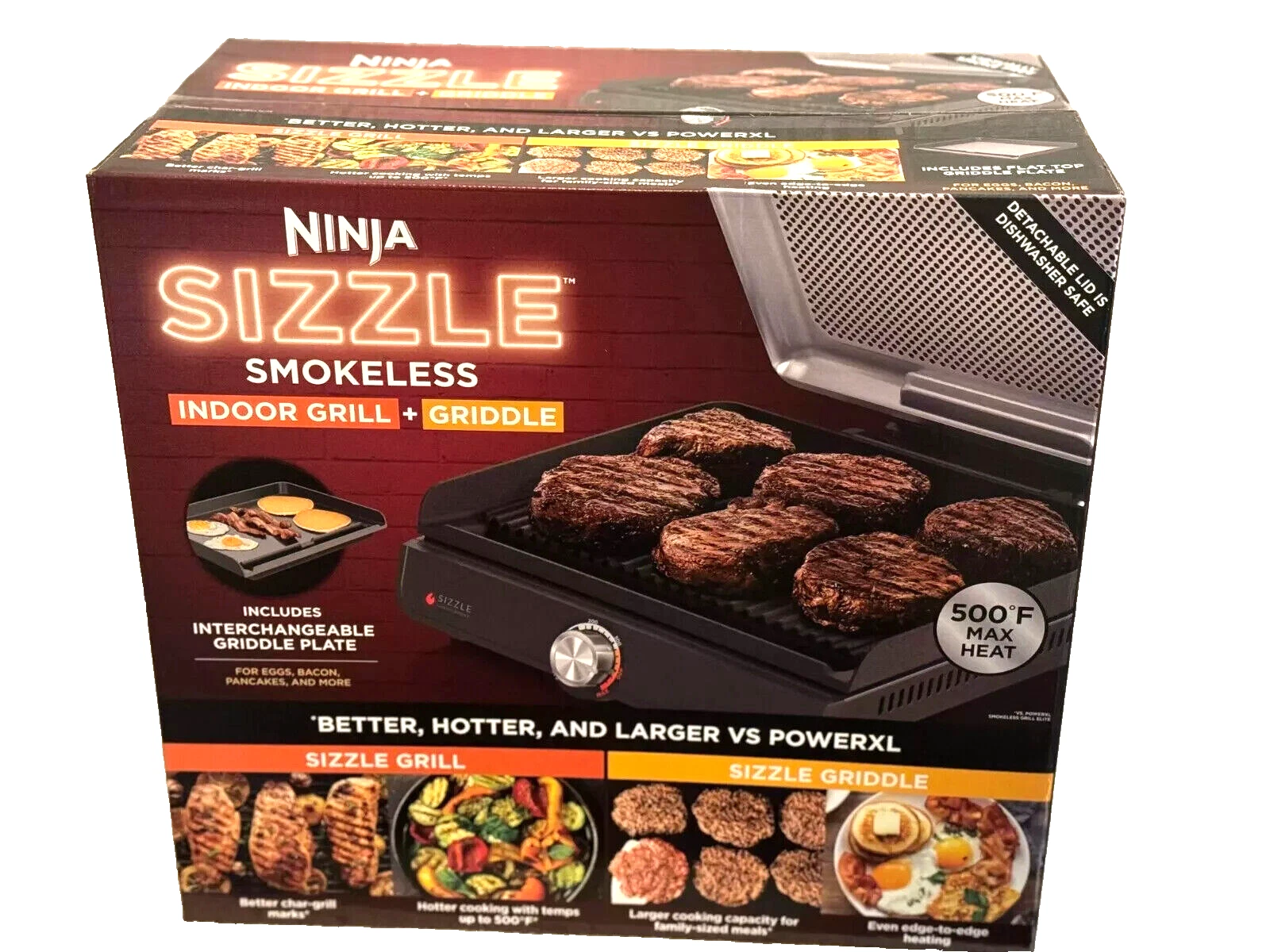 Ninja Sizzle Smokeless Indoor Grill with Nonstick Grill Plate GR101 ...