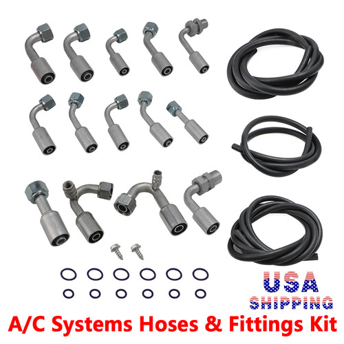 Universal A/C System Air Conditioning Ext Length Hoses Fittings O-rings ...