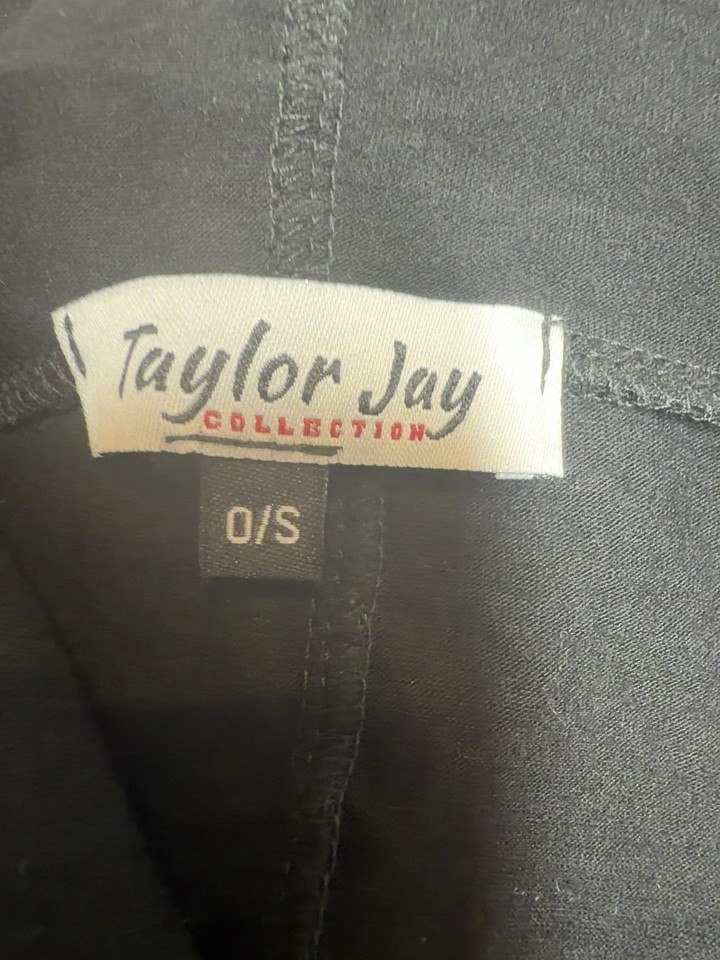 TAYLOR JAY Black Cardigan Sweater Waterfall Asymmetrical stretch Jersey ...