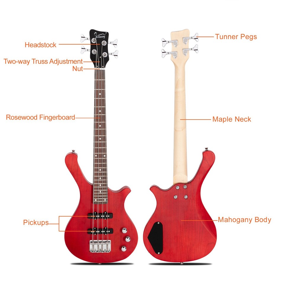 Red Short Scale Micro Bass with Solid Mahogany Body for Kids ...