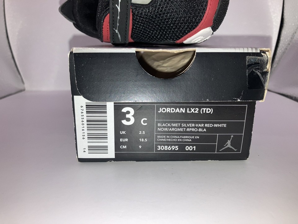 Jordan LX2 (TD) 3C BLACK/MET SILVER-VAR RED-WHITE NOIR/ARGMET RPRO-BLA ...
