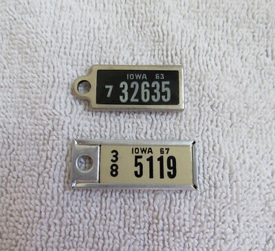 2 Iowa 1963 & 1967 DAV License Plate Key Chain Fobs Disabled American ...