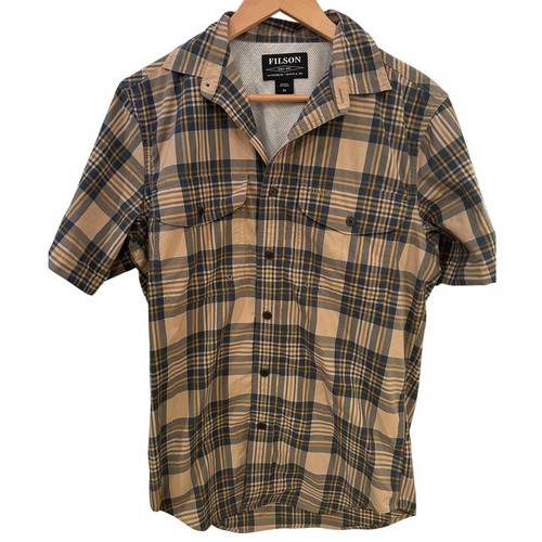 Filson Gold Blue Plaid Short Sleeve Nylon Blend Shirt XS Lightweight | eBay